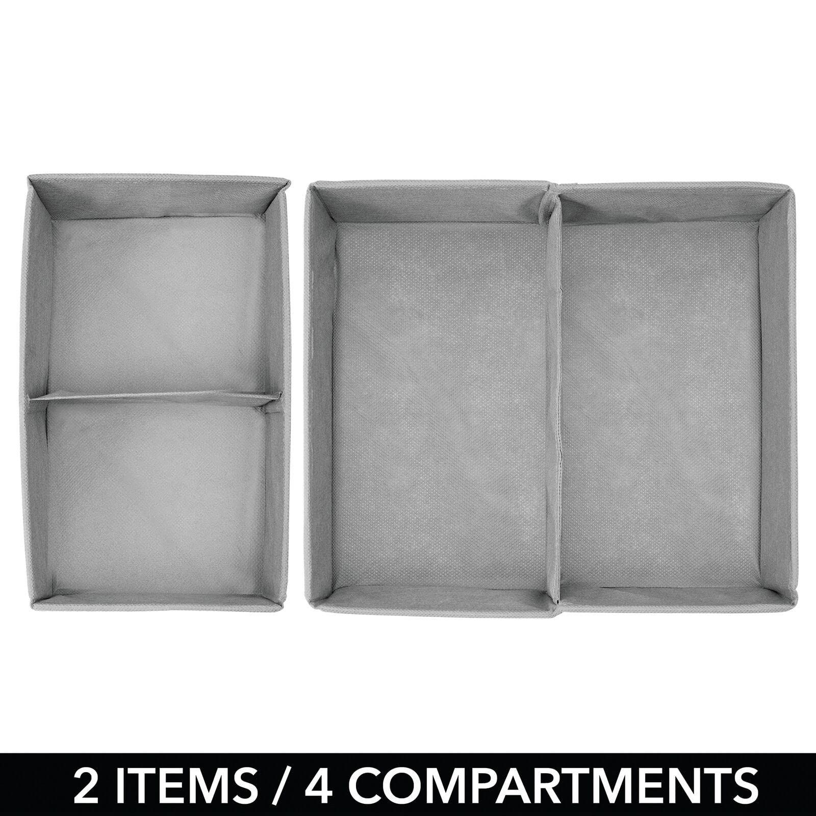 mDesign Soft Fabric Dresser Drawer and Closet Storage Organizer Bin for Bedroom - Holds Lingerie, Bras, Socks, Leggings, Clothes, Purses, Scarves - 4 Pack - Gray Herringbone