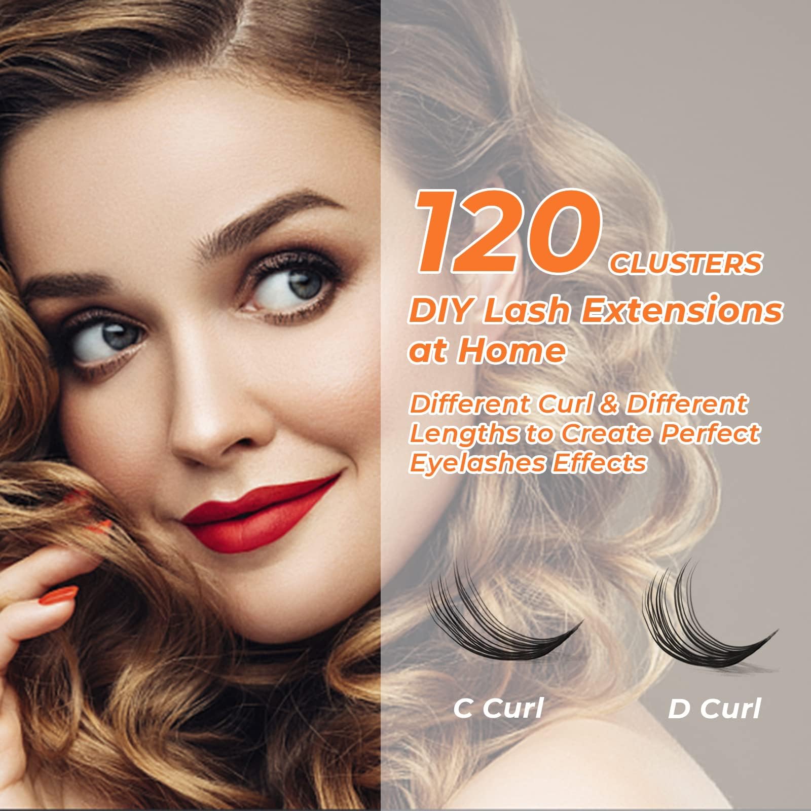 QEZEZA Lash Clusters DIY Eyelash Extensions, 160 Clusters Lashes 20D C Curl 6-16MM Mix, Individual Lashes Eyelash Clusters Extensions Cluster DIY at Home 160PCS (20D - C Curl - 6-16MM Mix)