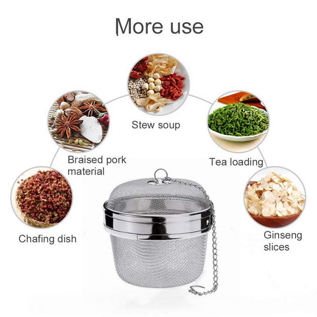 Stainless Steel 3 Inch Twist-Lock Spice Ball Chained Lid Sphere Mesh Tea Strainer Herb Spice Filter