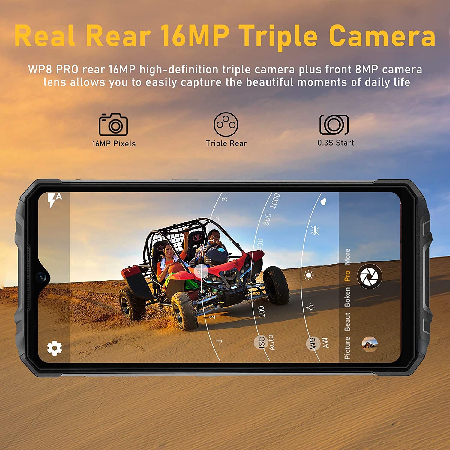 OUKITEL WP8 Pro Rugged Smartphone, 6.49” Display, 4GB 64GB Dual SIM IP68 Waterproof Rugged Phone, NFC, Triple Camera Unlocked Cell Phone, 5000mAh Battery Face/Fingerprint ID GPS, Black [2021 Upgraded]