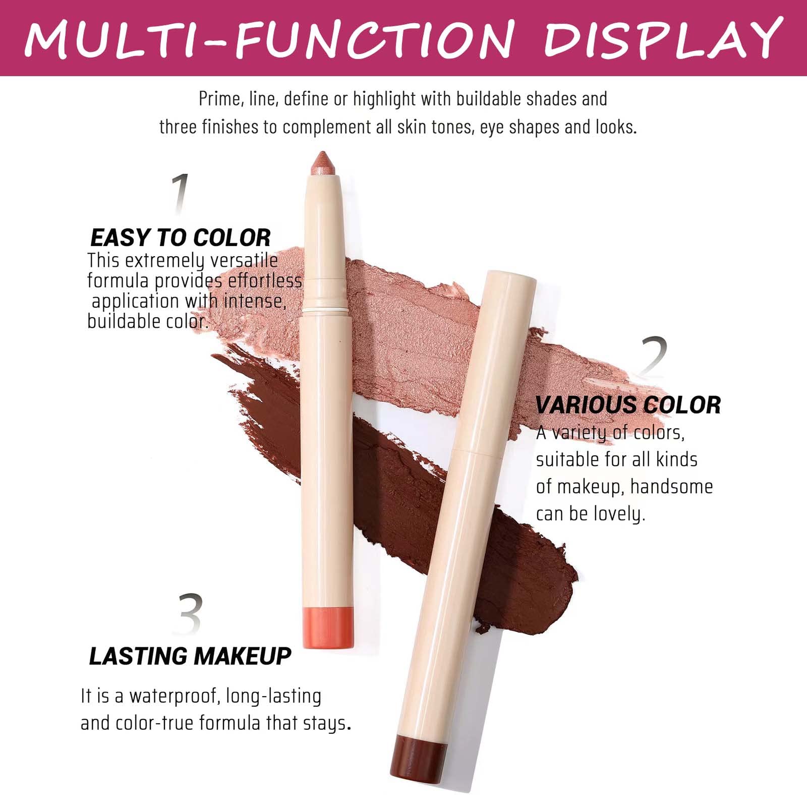 Red Matte Eyeshadow Stick Makeup Cream Shimmer Smooth Eyeshadow Pencil, Hypoallergenic Waterproof Long Lasting Eyeshadow, Create High-Impact, Multi-Dimensional Eyes Look (Red Matte # 06)