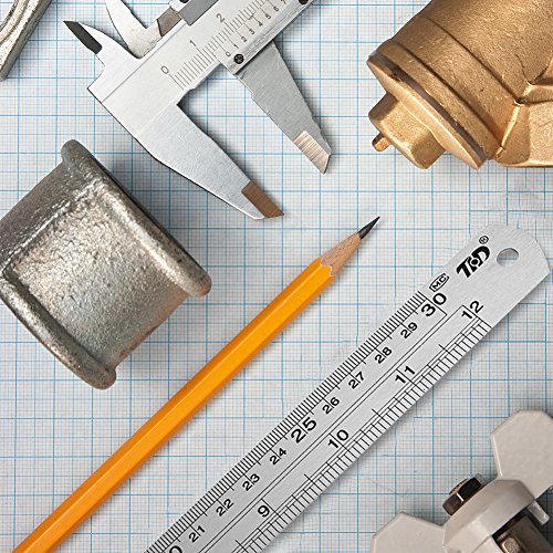 ZZTX Metal Ruler Stainless Steel Ruler Straight Edge Measuring Tool 6 Inch +12 Inch + 16 Inch 6 Pack Set