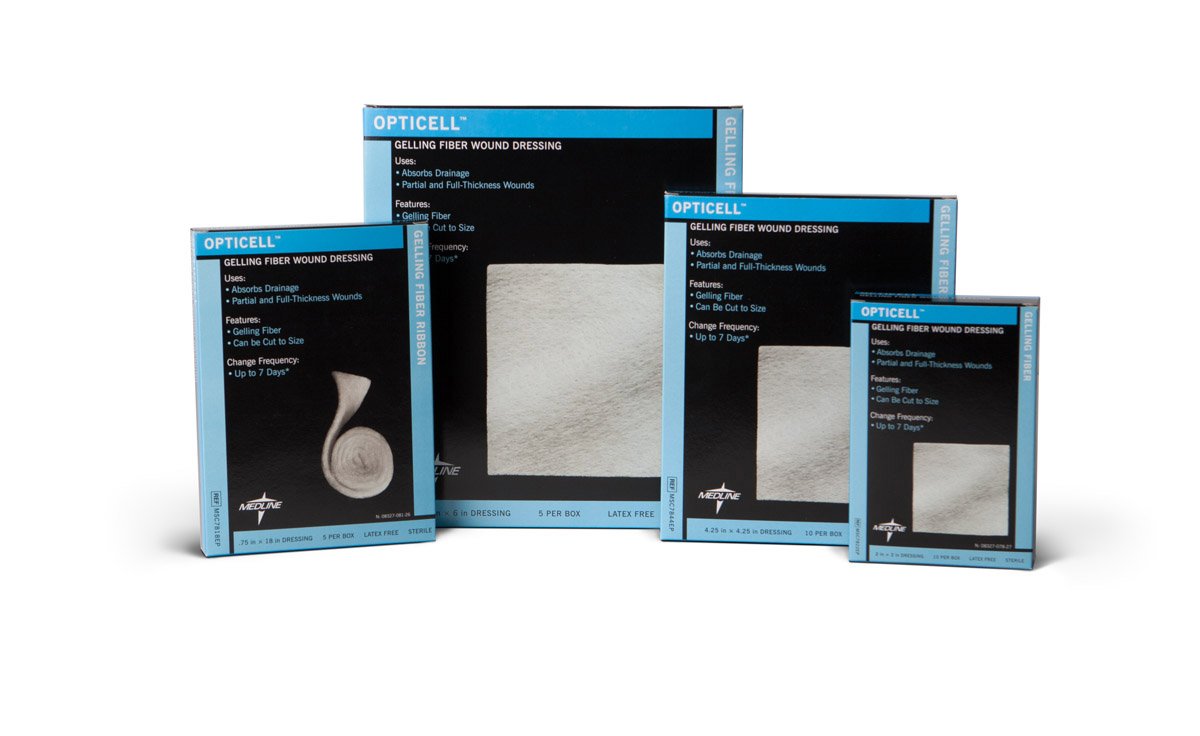 Medline Opticell Gelling Fiber Wound Dressing, 4.25" x 4.25" (Pack of 10)