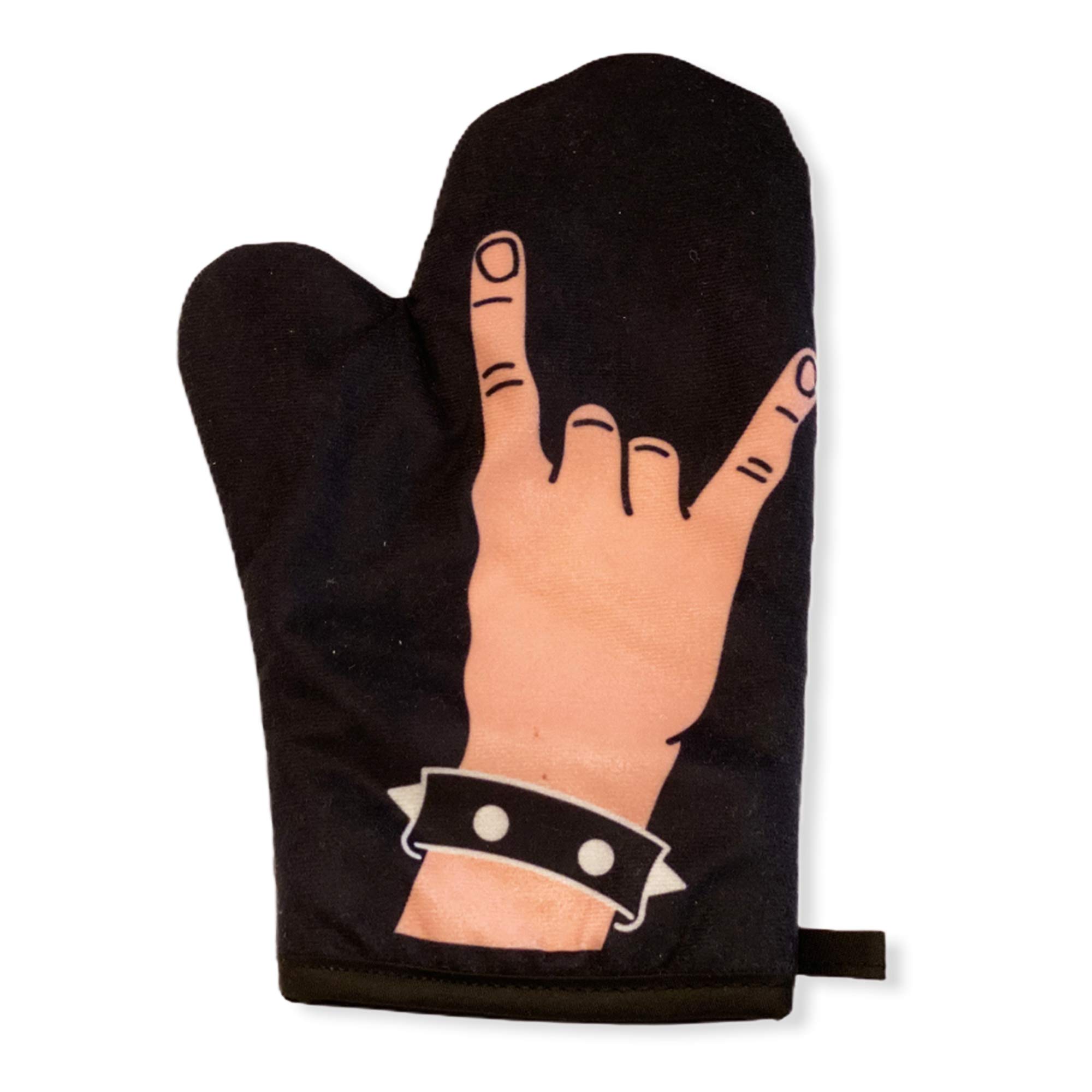 Rock Hand Oven Mitt Metal Rock and Roll Music Graphic Novelty Kitchen Accessories Funny Graphic Kitchenwear Funny Food Novelty Cookware Black Oven Mitt