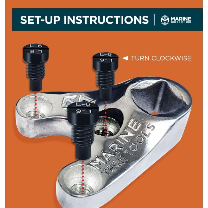 Marine Tech Tools 40mm Pin Wrench (AMT0018) with L-6 Pins, Outboard Trim Pin Wrench, Mercury Verado Trim Cap Removal Wrench, Boat Tools, Fits on Mercury Verado 175-350HP