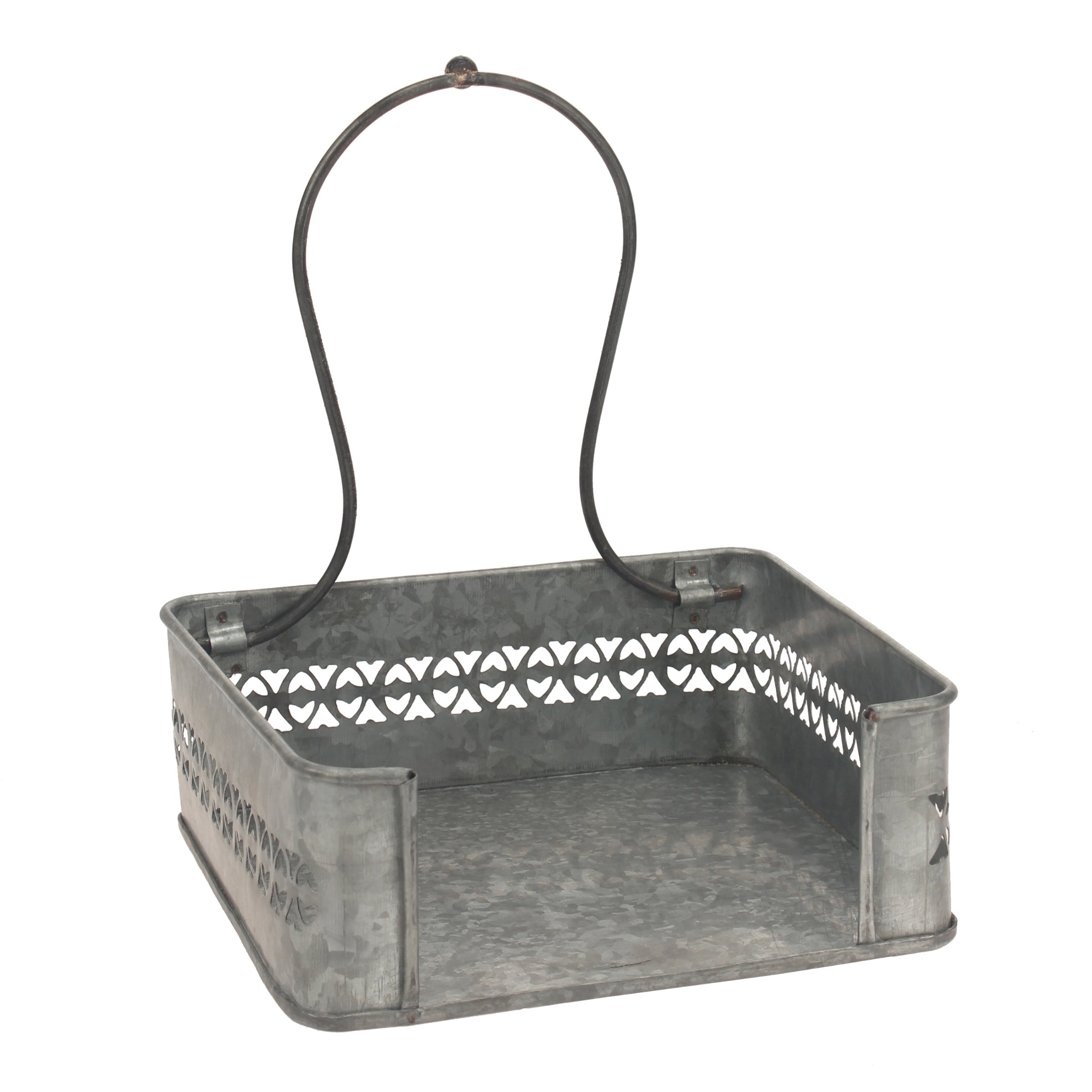 Stonebriar Rustic Silver Galvanized Metal Table Top Napkin Holder, Decorative Napkin Tray for Dining Table and Kitchen, Unique Tissue Dispenser for Bathroom, Horizontal Display, Gray