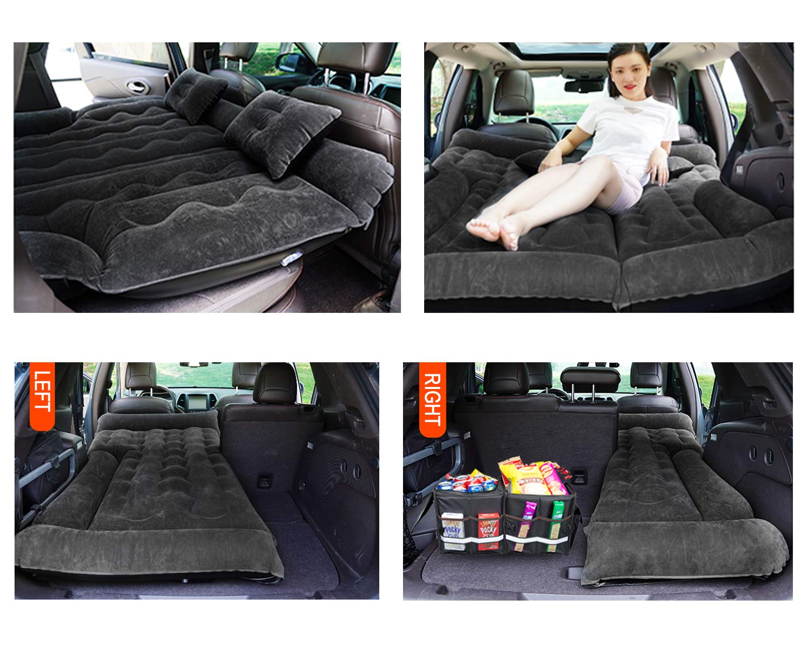 MEISO Car SUV Air Mattress Camping Bed with Pillow, Inflatable with Pump for Rest Sleep Travel Camping (Black)