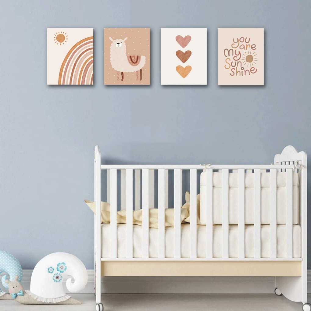 Quzenu Boho Nursery Decor Rainbow You Are My Sunshine Boho Decor Canvas Prints Framed for Baby Girl Room Decor Boho Wall Art for Girl Nursery Wall Decor