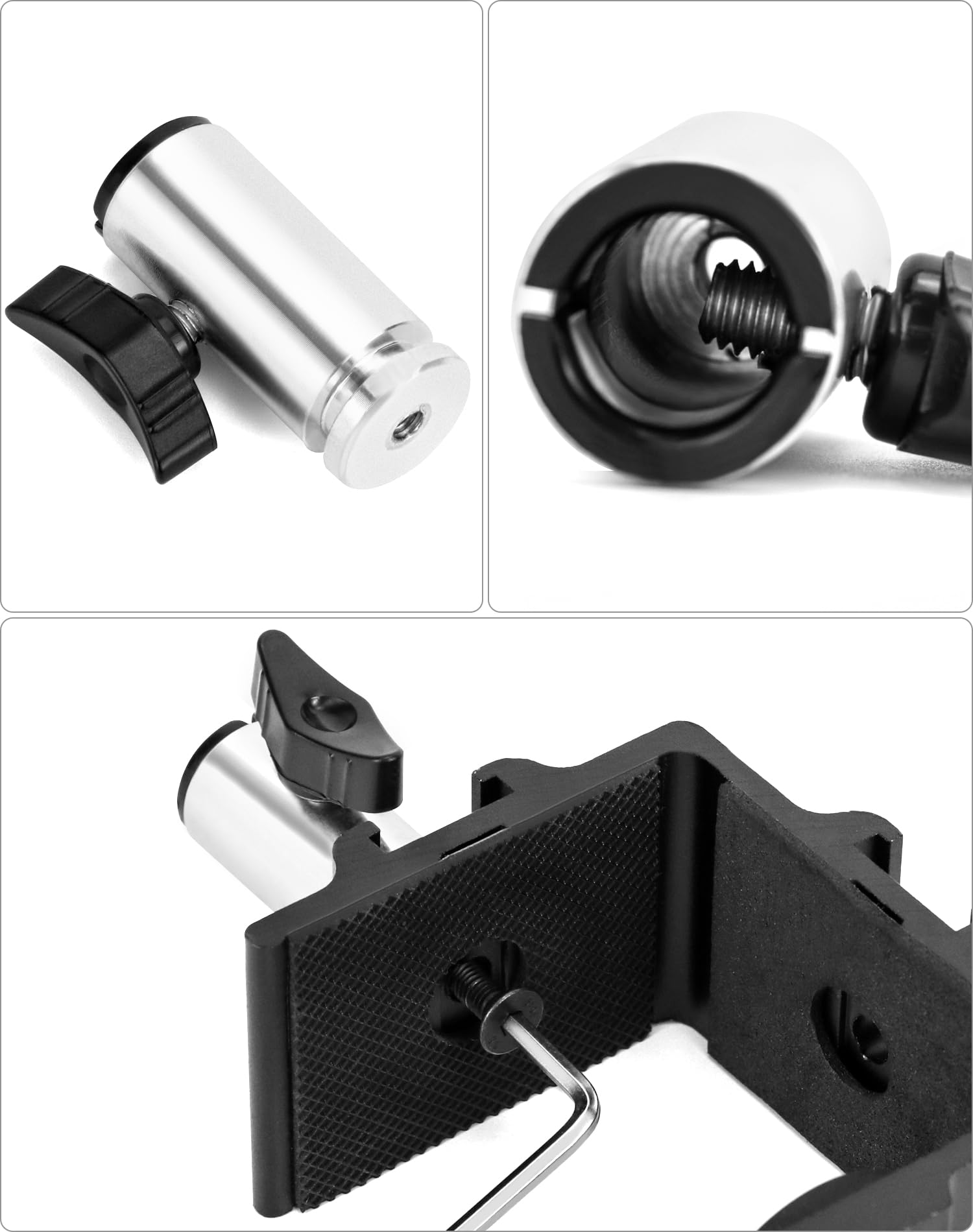 QWORK Replacement Clamp for Magnifying Desk Lamp, 2 Pack Heavy-Duty Metal Table Mount Clamp, Desk Table Mount C Clamp for 1/2” Base Magnifying Lamp, Mic Microphone, Desk Lamp, Magnify Lamp