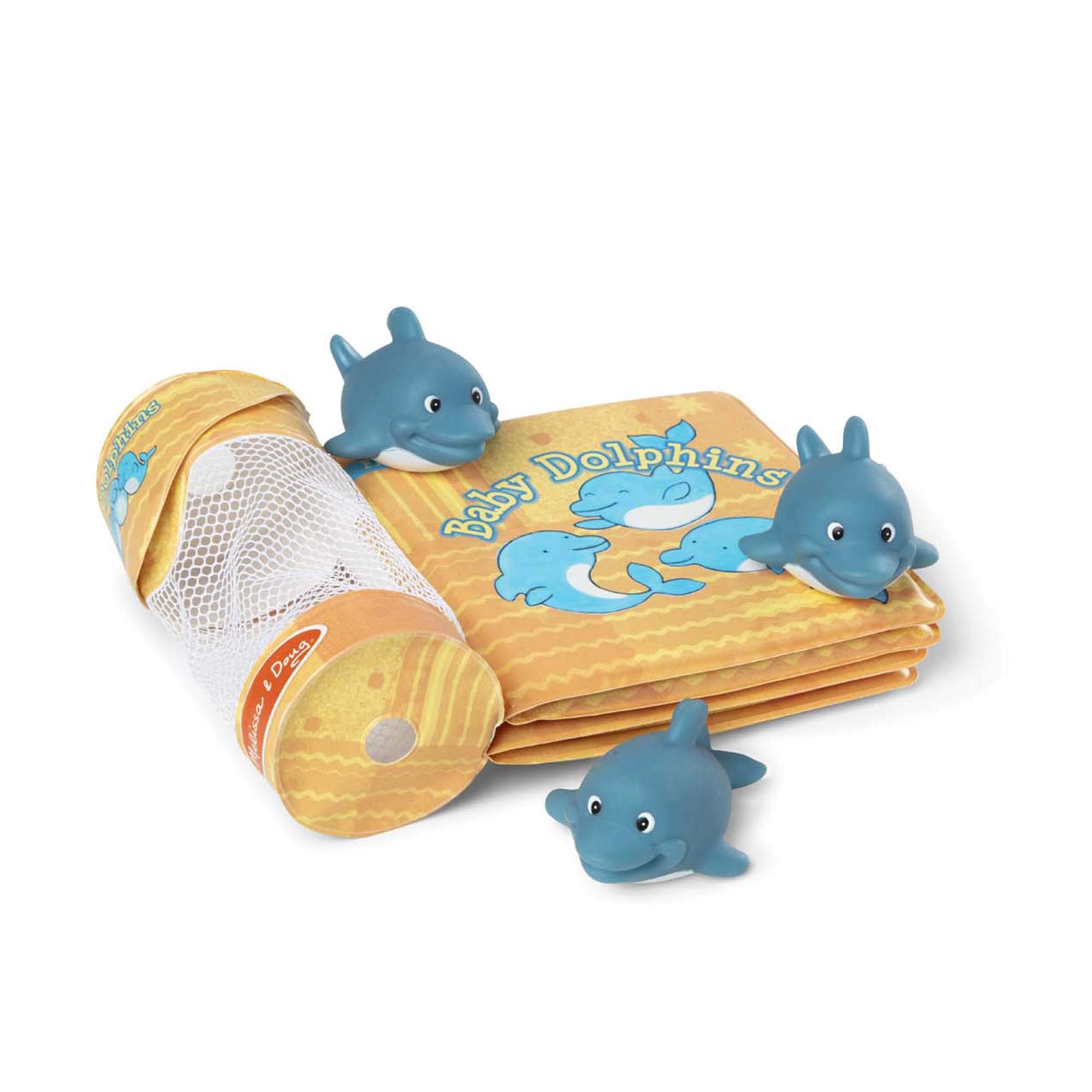 Melissa & Doug Childrenâ€s Book - Float-Alongs: Baby Dolphins (Bath Book + 3 Floating Dolphin Toys)