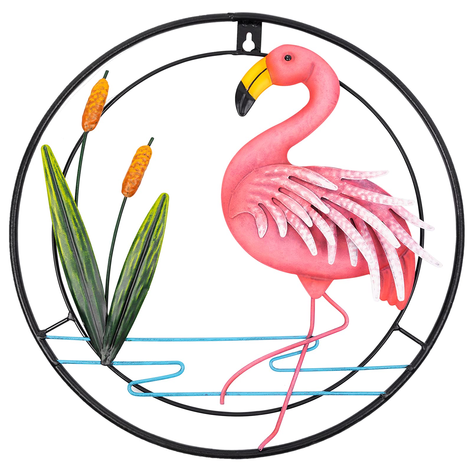 Vidduo Flamingo Metal Wall Art Hanging Décor for Indoor Outdoor, Flamingo Wall Plaque Hanging Artwork Garden Statues and Sculptures Wall Mural Yard Garden Decor for Home Room Door Patio Yard, 13"