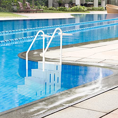 VINGLI Pool Ladder Heavy-Duty 4 Safety Step for Above Ground Pools Stair Entry System with Handrails, 33.5β x 27.2" x 77.9", 400lb, White