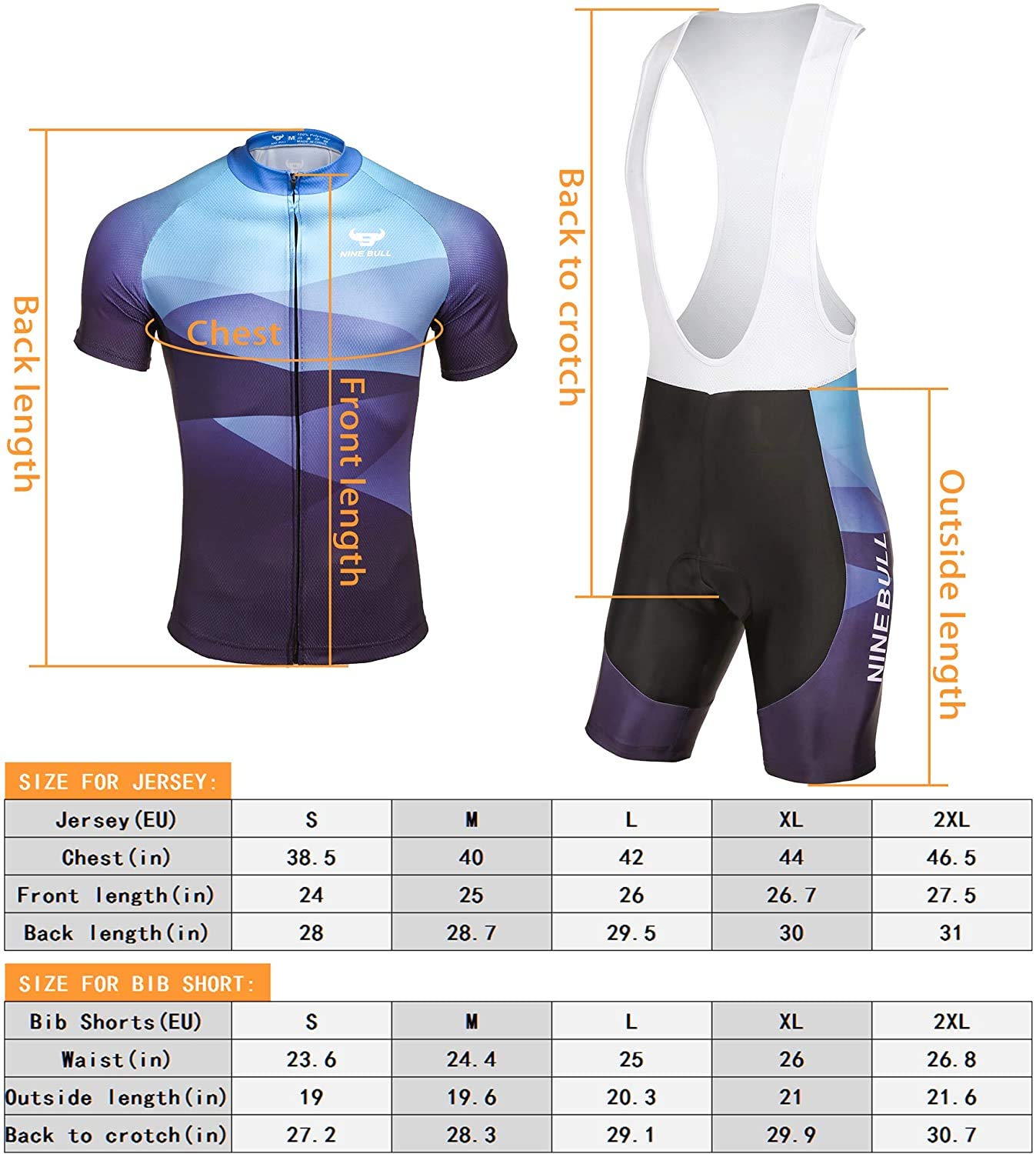 Men's Cycling Jersey Set - Reflective Quick-Dry Biking Shirt and 3D Padded Cycling Bike Shorts