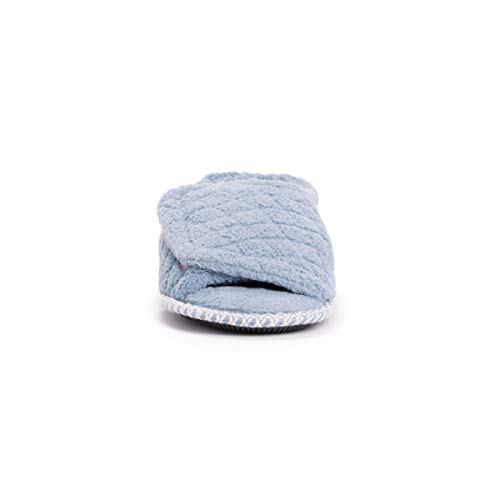 MUK LUKS womens Women's Marylou Adjustable Open Toe Full Foot Slipper, Freesia Blue, Large US