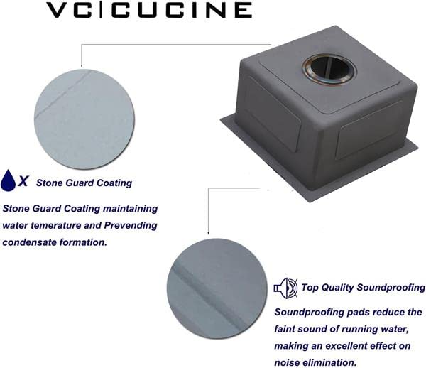 VCCUCINE Black Bar Sink, 15x17 Inch Small Bar Sink,Undermount Wet Bar Sink Small Rv Sink, T-304 Stainless Steel Kitchen Sink with Sink Protector and Drain Assembly…