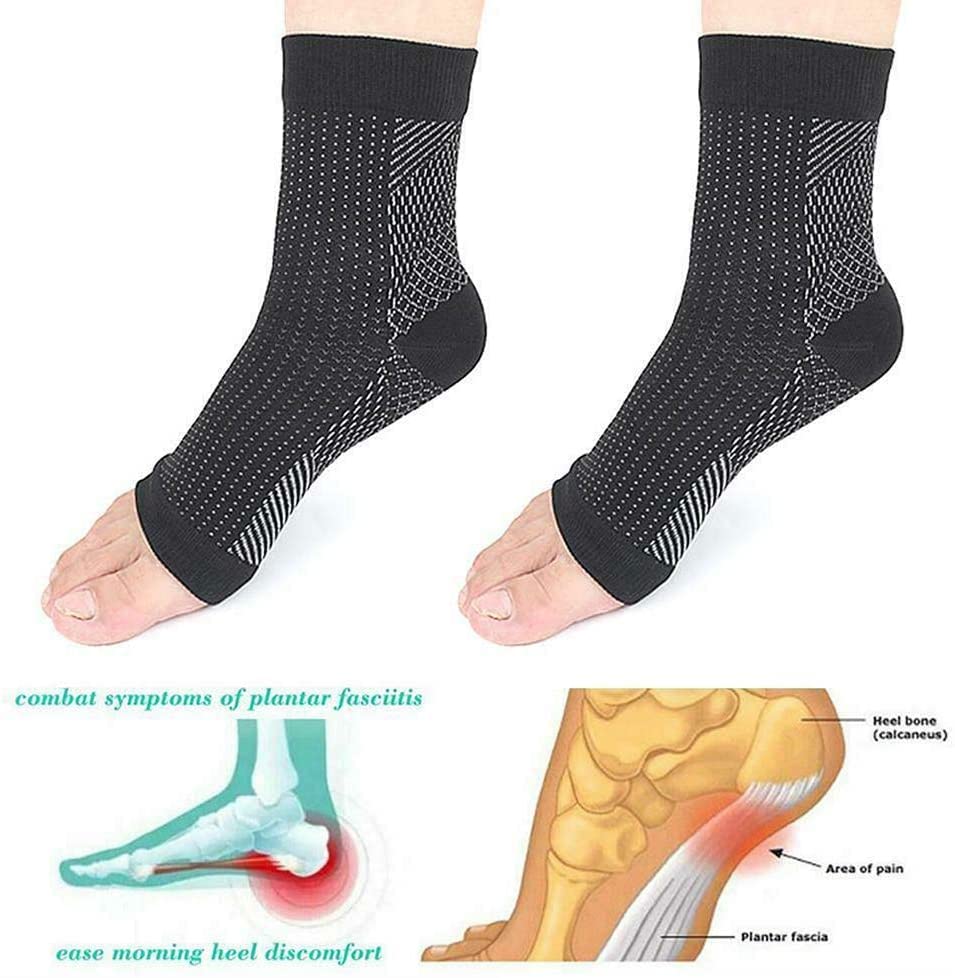 VEIRGAMO 6 Pairs Dr Sock Soothers Socks Anti Fatigue Compression Foot Sleeve Support Brace Sock For Men & Women, Foot Compression Sleeve For Pain (L/XL)