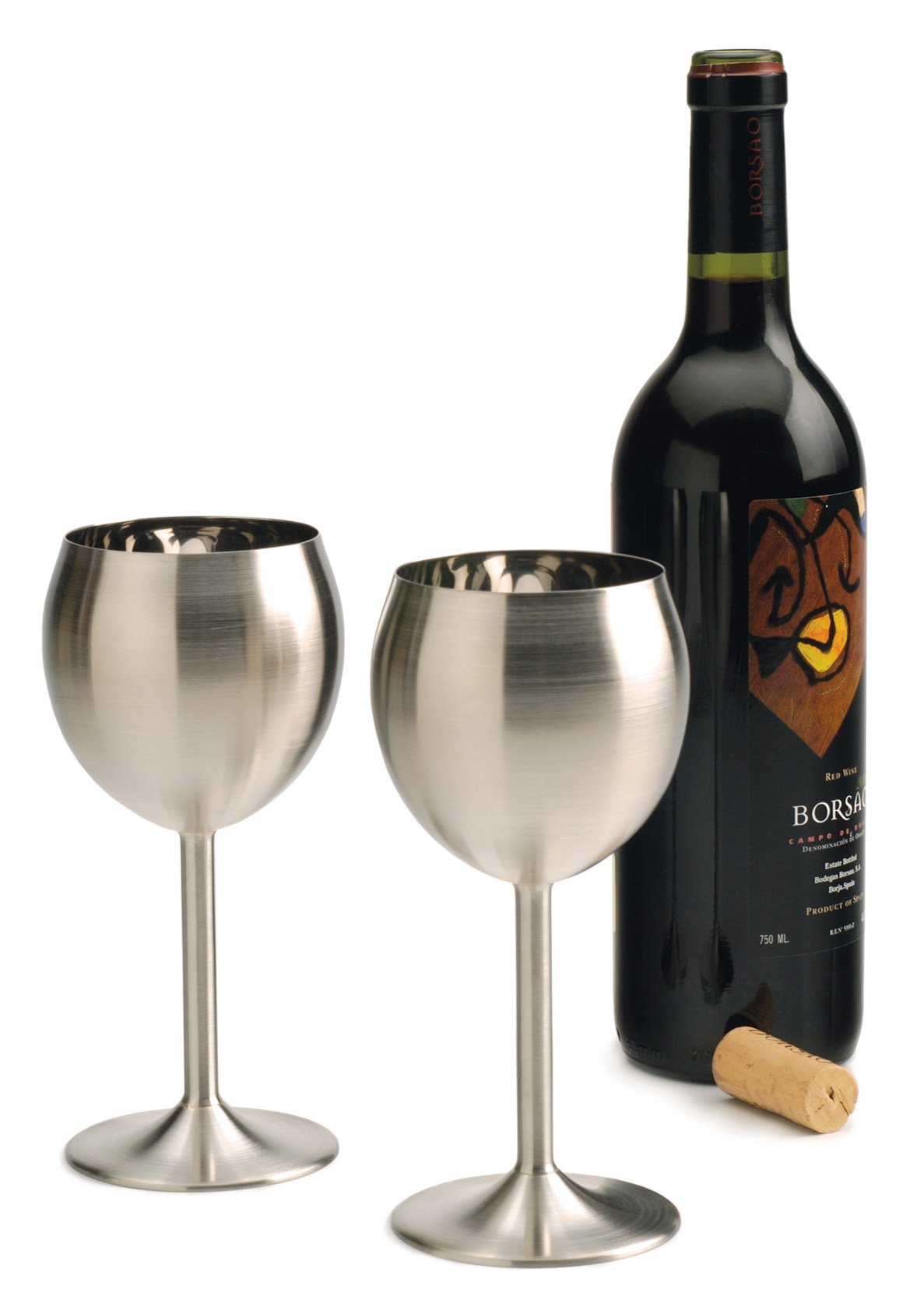 RSVP Endurance Stainless Steel Wine Glass, Set of 2