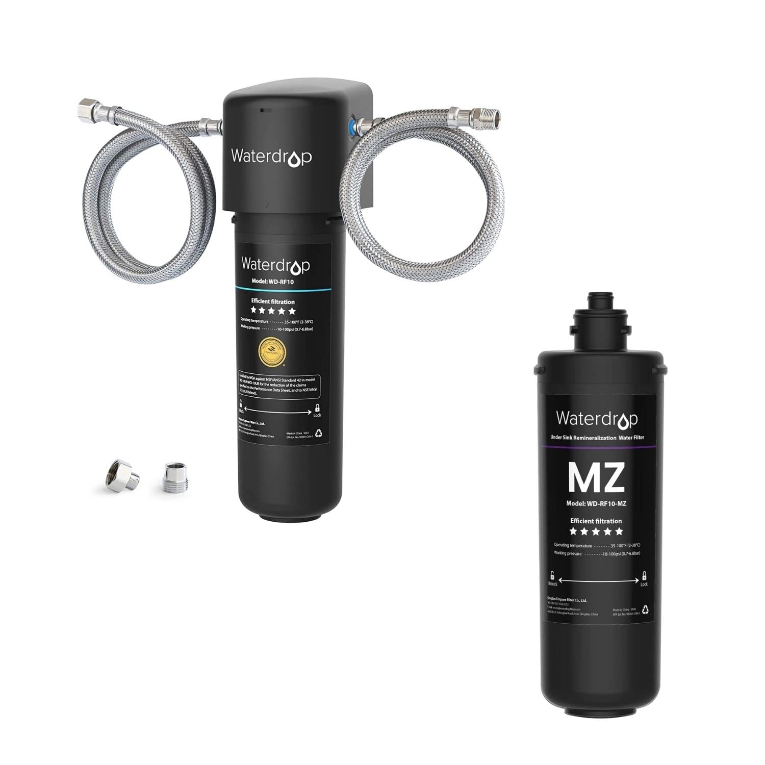 Watedrop Remineralization Replacement Filter AND WD-10UA Under Sink Water Filter System, NSF/ANSI 42 Certified, 8000 Gallons, USA Tech