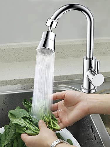 SunDins Chrome 720 Degree Swivel Sink Faucet Aerator ,Big Angle Faucet Sprayer,Rotatable sink adapter Sprayer Attachment for Kitchen/Bathroom male or female thread - Easy Install (2 balls joint)