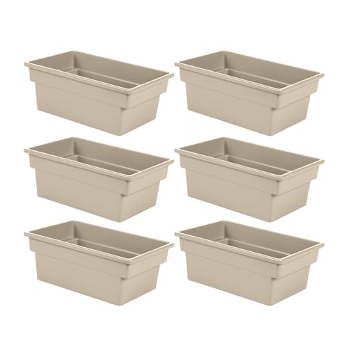 Really Good Stuff All Purpose Bins - Tan, 6 Pack