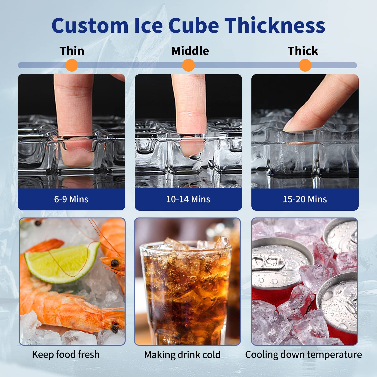 TYLZA Commercial Ice Maker 160 LBS/24H, 15" Wide Under Counter Ice Maker with 35LBS Ice Storage Capacity, Commercial Ice Machine Self Clean Stainless Steel Built-in or Freestanding Large Ice Machine
