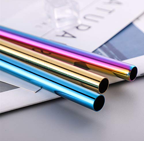Sunwinc 100Pack Reusable Boba Straws&Jumbo Smoothie Straws-0.5" Wide. Stainless Steel 18/10 Extra Wide Reusable Metal Straws,Fat Boba Straws for Bubble Tea,Milkshakes,Jumbo Drinks (Rainbow-100Pack)