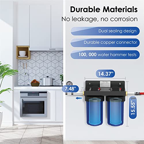 Waterdrop Whole House Water Filter System Reduce Iron & Manganese,with Replacement Cartridge & Manganese&Spin Down Sediment Filter