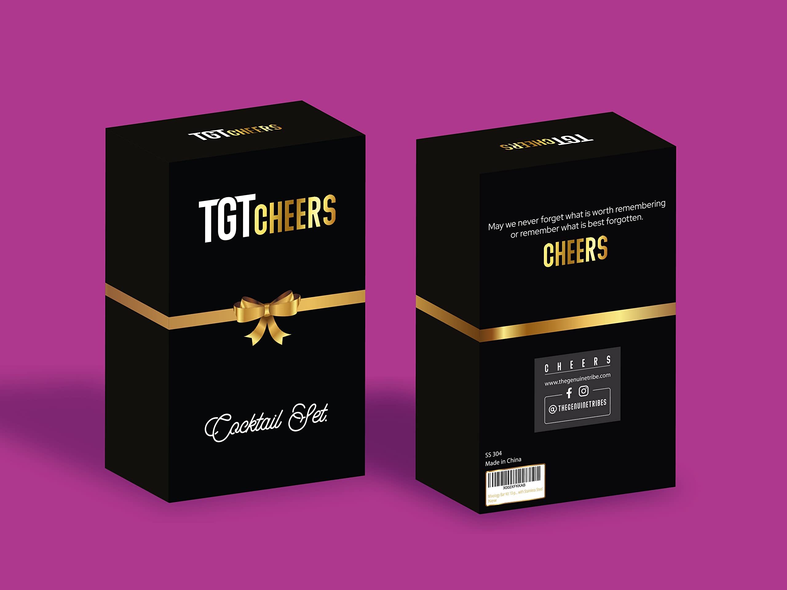 TGT CHEERS Cocktail Shaker Set with Stylish Bamboo Stand 11-pcs | Home Mixology Bartender Kit Gift Box | Cocktail Making Barware tool Set Mixer 25 oz Coctelera Perfect for Home Christmas Gift for him
