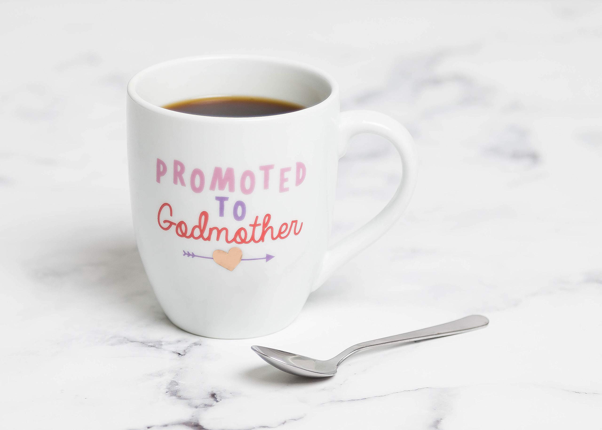 Pearhead Promoted To Godmother Mug, Keepsakes For Godmothers, New Baby Blessing Keepsakes, Godmother Proposal Gift, White