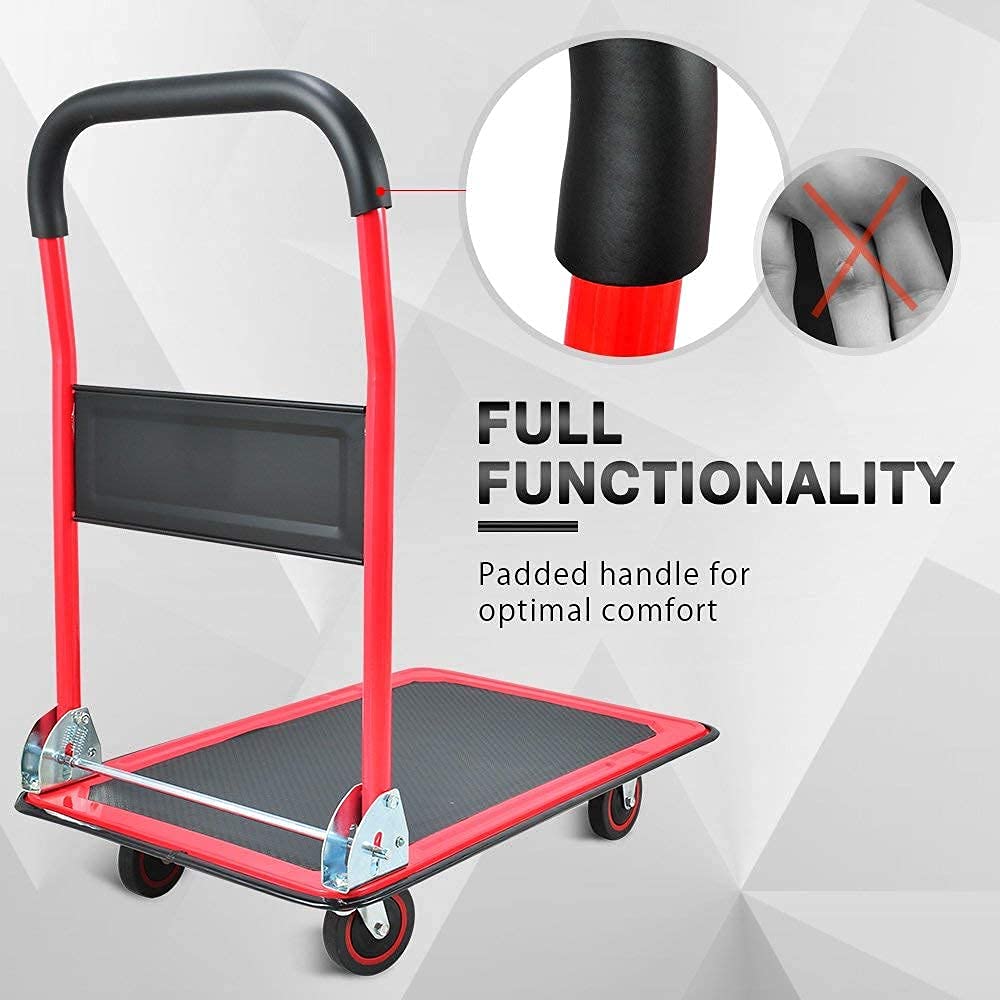 Wellmax 330lb Platform Cart Yellow and Red