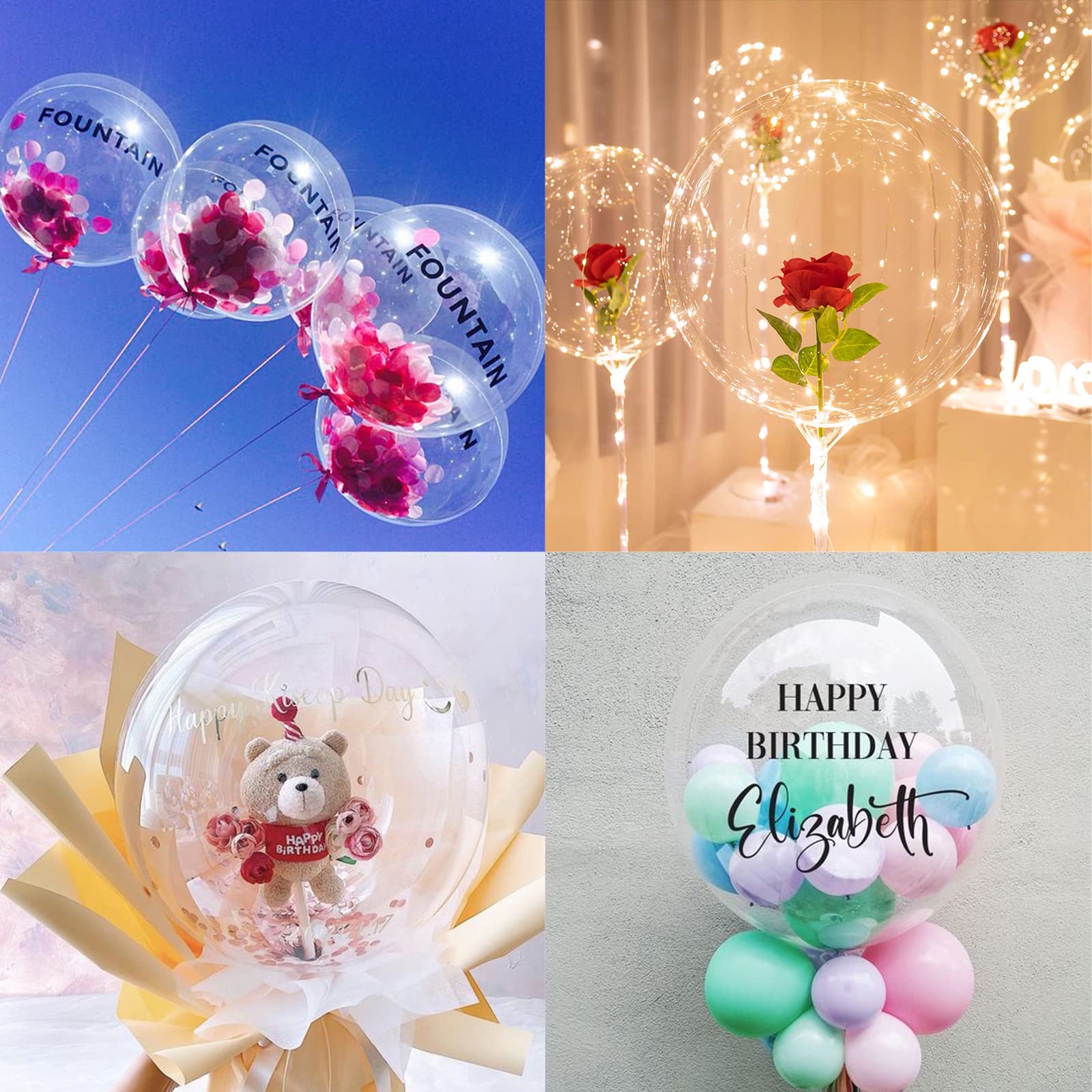 RUBFAC Bobo Balloons 25pcs, 20 Inches Bubble Balloons Clear Bobo Balloons, Large Transparent Balloon for Stuffing Wedding Birthday Party Decorations