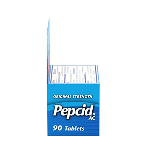 Pepcid AC Original Strength Heartburn Relief Tablets, Prevents & Relieves Heartburn Due to Acid Indigestion & Sour Stomach, 10 mg Famotidine to Reduce & Control Acid, Fast-Acting, 90 Ct
