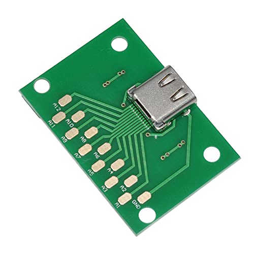 WLGQ USB3.1 Type-C Test Female Header, Test Board USB-C PCB Board Adapter, with Fixing Holes, Soldering Point Distance 4mm,A Pack of 5pcs