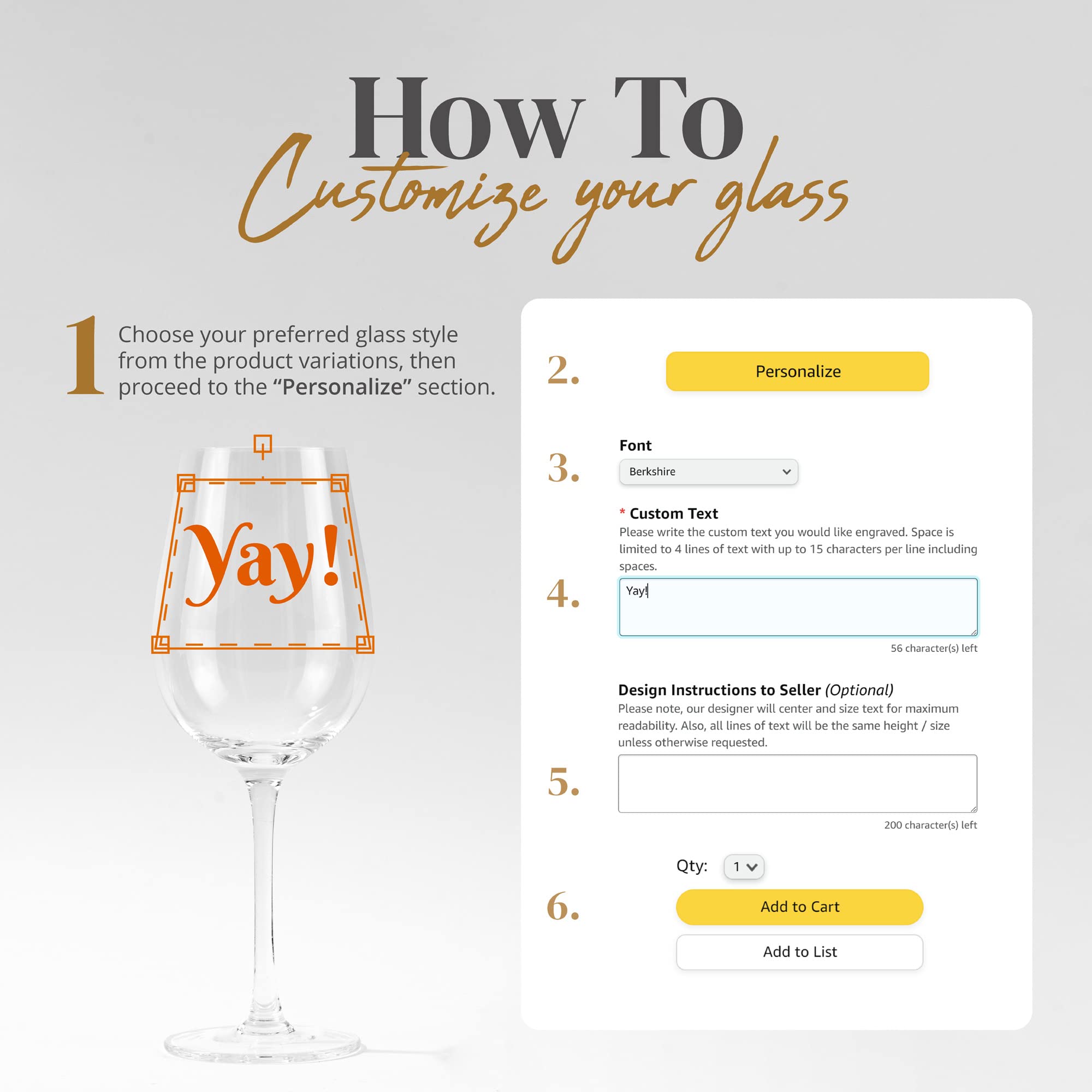 Personalized Wine Glass Engraved with Your Custom Text - Customized Gifts, Unique Birthday Gift, Bridesmaid Gift, Custom Gifts for Women or Men (17oz Stemmed)