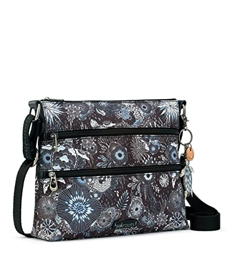 Sakroots Artist Circle Basic Crossbody in Eco Twill, Adjustable Crossbody Strap, Midnight Seascape