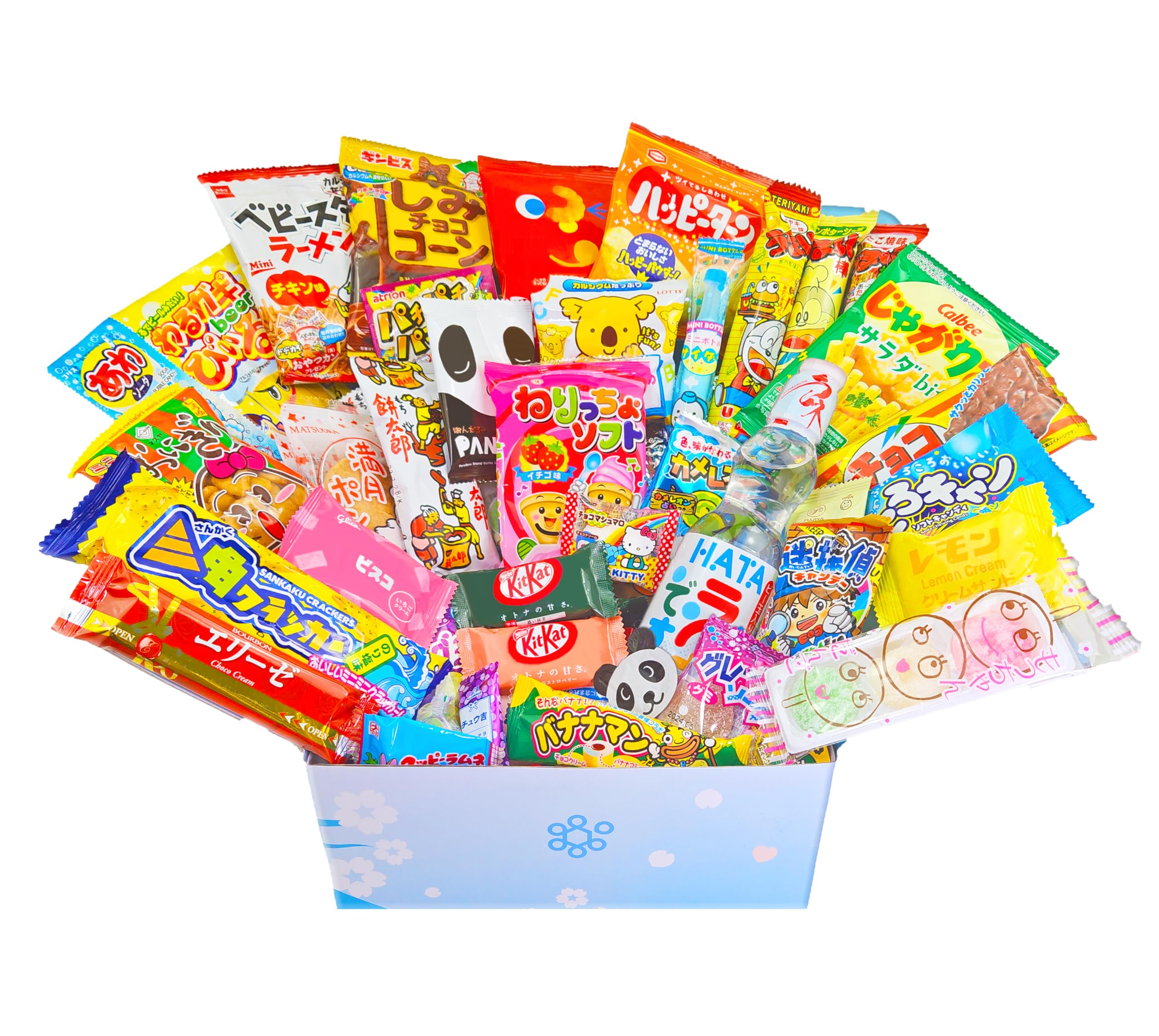 Sakura Box Japanese Candy & Snacks Dagashi Set & Pamphlet 50 Pieces Japanese Food Gift Box