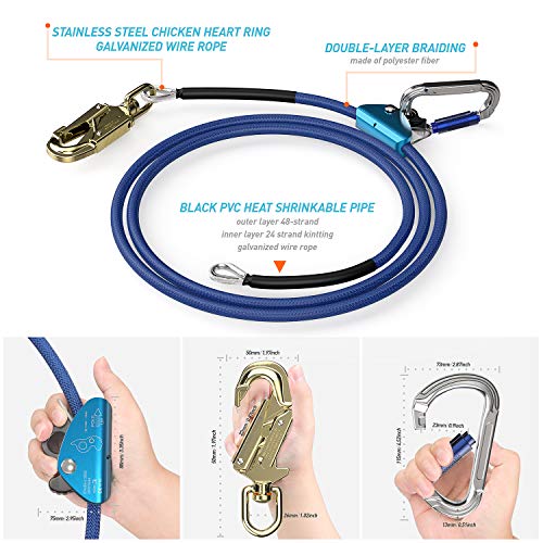X-R-SPORT 1/2" X 8' Steel Core tree climbing kit ,flipline for climbing trees, climbing tree equipment,arborist,tree climbing harness