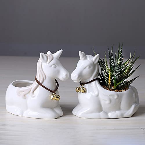 YONGYAN Horse Shape Flower Pot Statue Decoration Ceramics Garden Planters Containers Pot Bookshelf Office Desktop Decor
