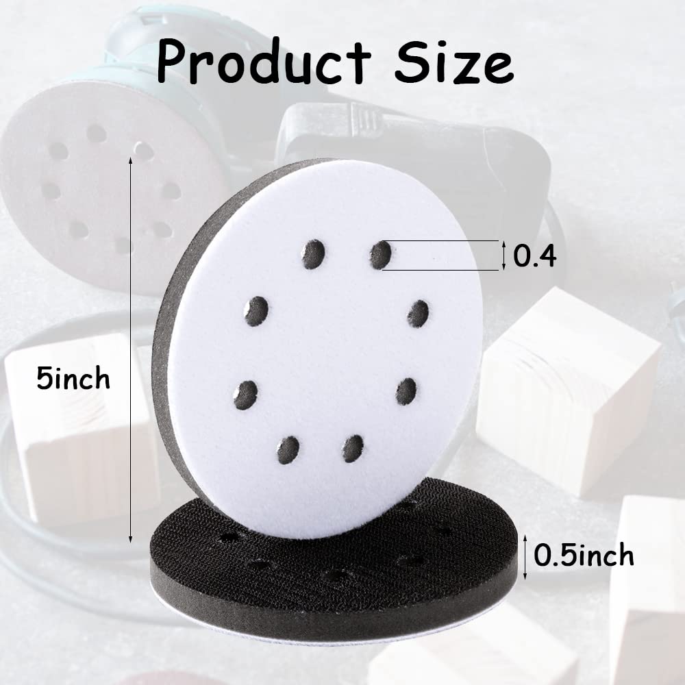 Ysglory 10 Pack Soft Density Interface Pads 5 Inch 8 Holes Hook and Loop Sponge Cushion Buffer Backing Pad Foam Sanding Interface Pads for Orbital Sander Automotive Woodworking Polishing
