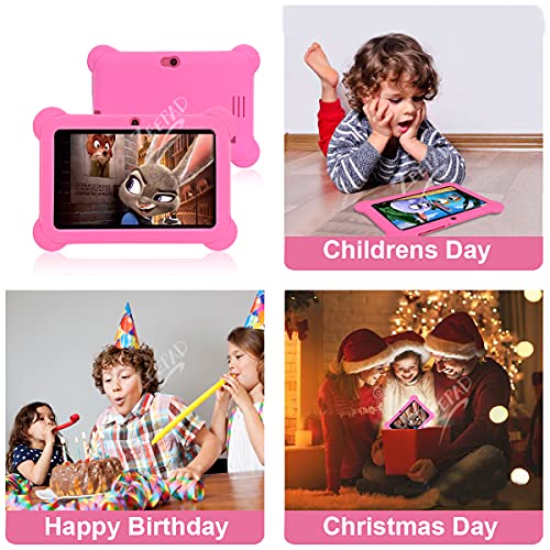 Zeepad 7inch Kids Android Tablet 16GB Hard Drive 1GB RAM Wi-Fi Camera Bluetooth Play Store Apps Games (Pink)