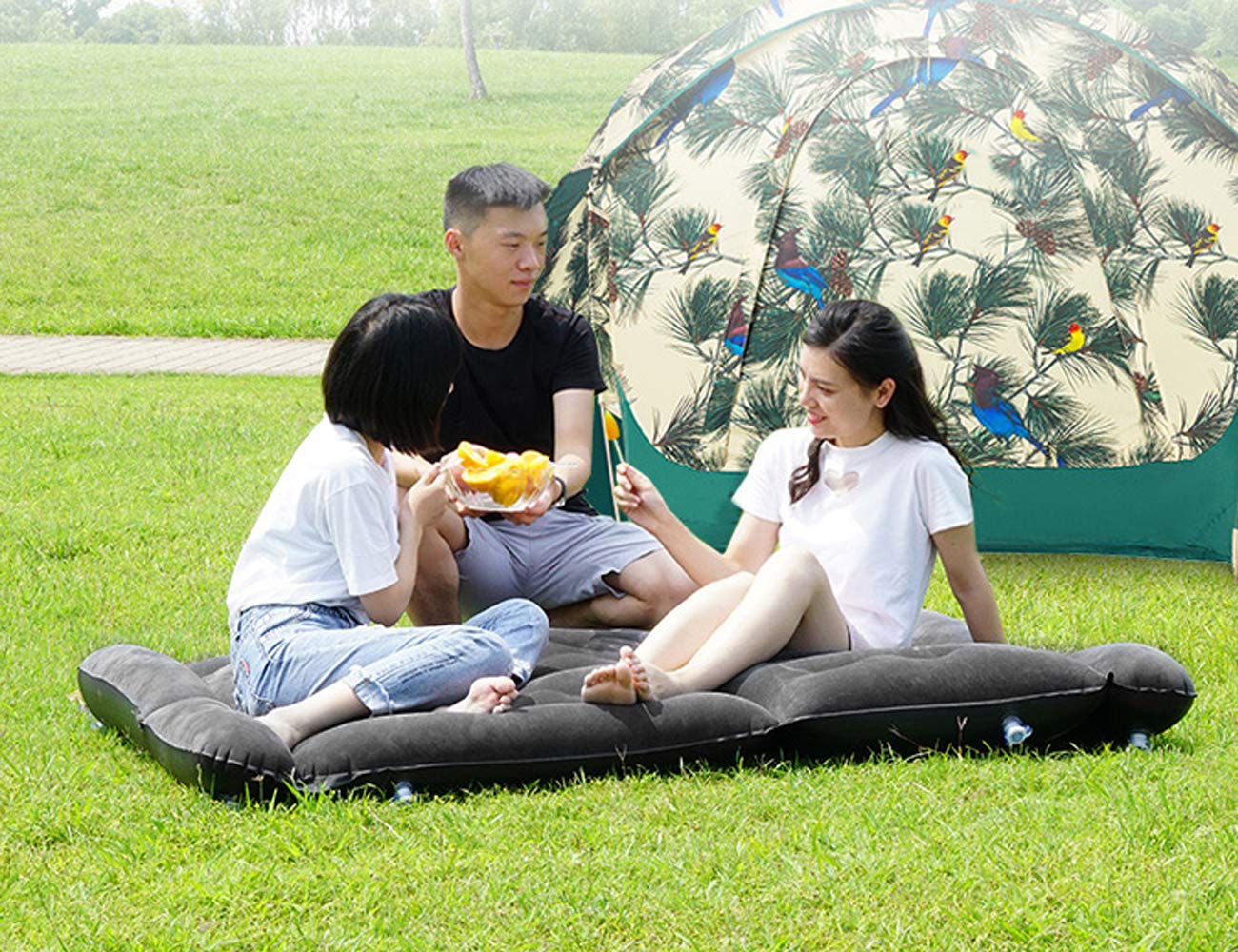 MEISO Car SUV Air Mattress Camping Bed with Pillow, Inflatable with Pump for Rest Sleep Travel Camping (Black)