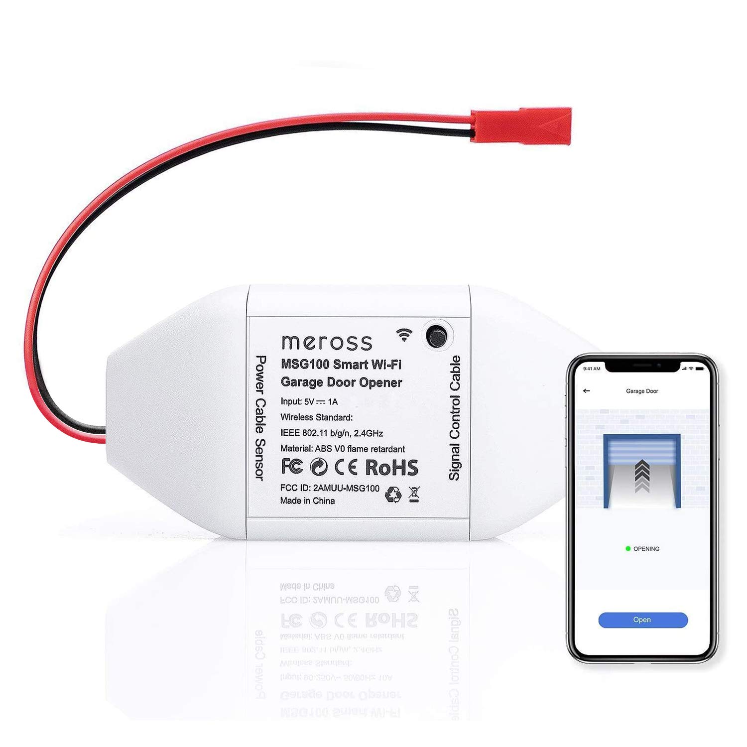 meross Smart Garage Door Opener Remote, APP Control, Compatible with Alexa and SmartThings, Multiple Notification Modes, No Hub Needed