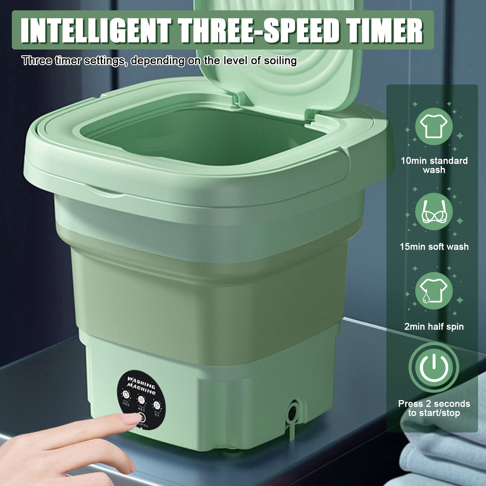 Portable Washing Machine, Foldable Mini Washing Machine, Small Portable Washer for Baby Clothes, Underwear or Small Items, Apartment, Dorm, Camping, RV Travel laundry