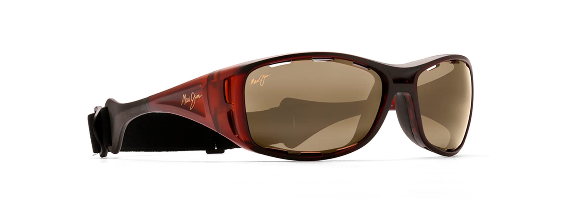 Maui Jim Men's and Women's Waterman Polarized Wrap Sunglasses, Rootbeer Matte/HCL® Bronze, Medium