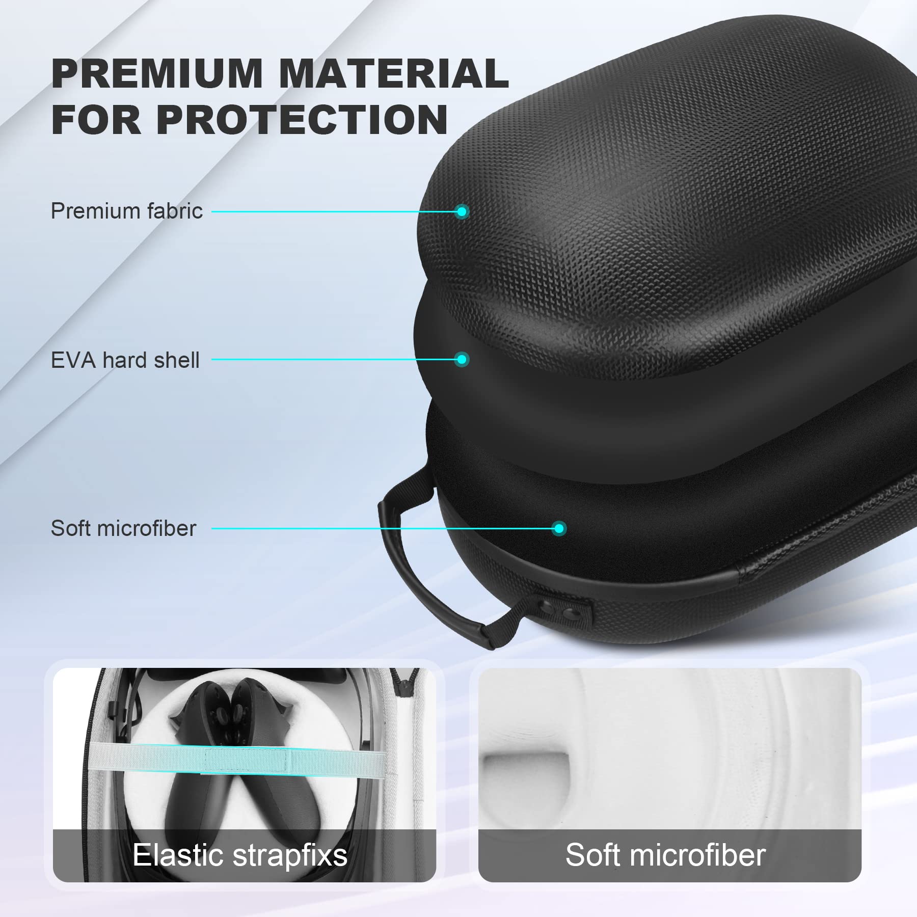Vakdon Hard Carrying Case Compatible with Meta Quest Pro, Touch Controllers and VR Accessories, Portable Protection, Waterproof, Durable, Perfect for Home and Travel Storage(Black)