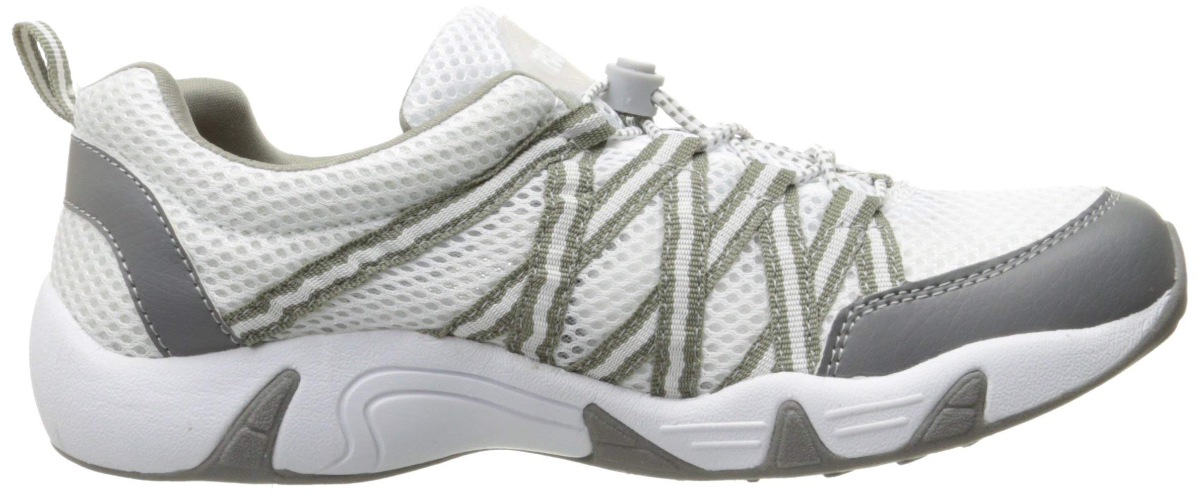 RocSoc Womens Water Dissipating Lightweight Mesh Walking Shoes, Breathable Design with Quick On and Off Laces, Comfort on Uneven Surfaces White/Grey