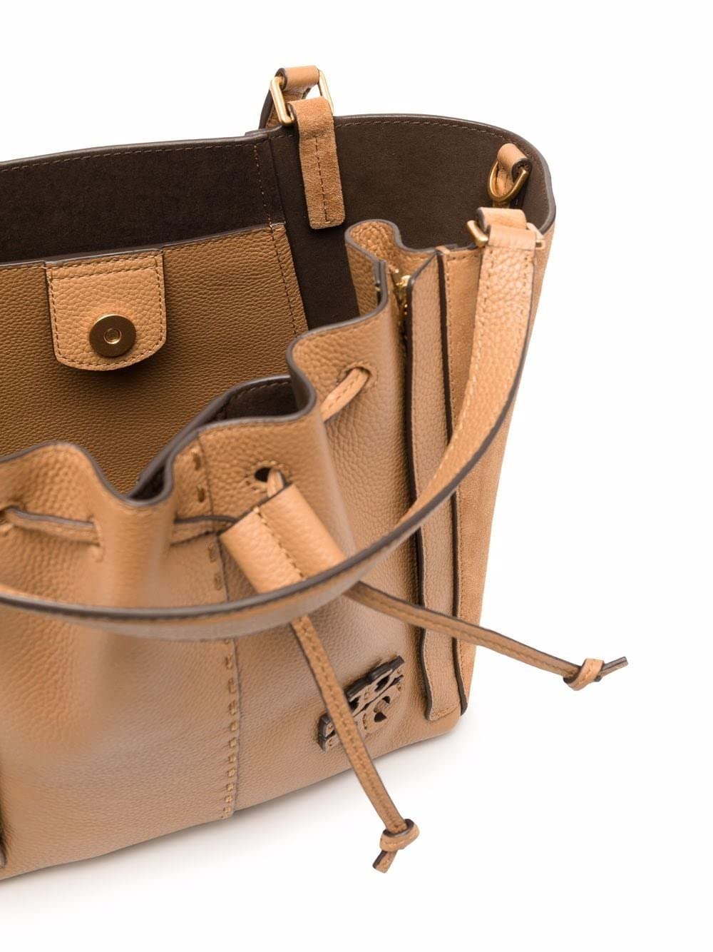 Tory Burch Women's Dragonfly Tiramisu Leather Suede Combo Bucket Handbag