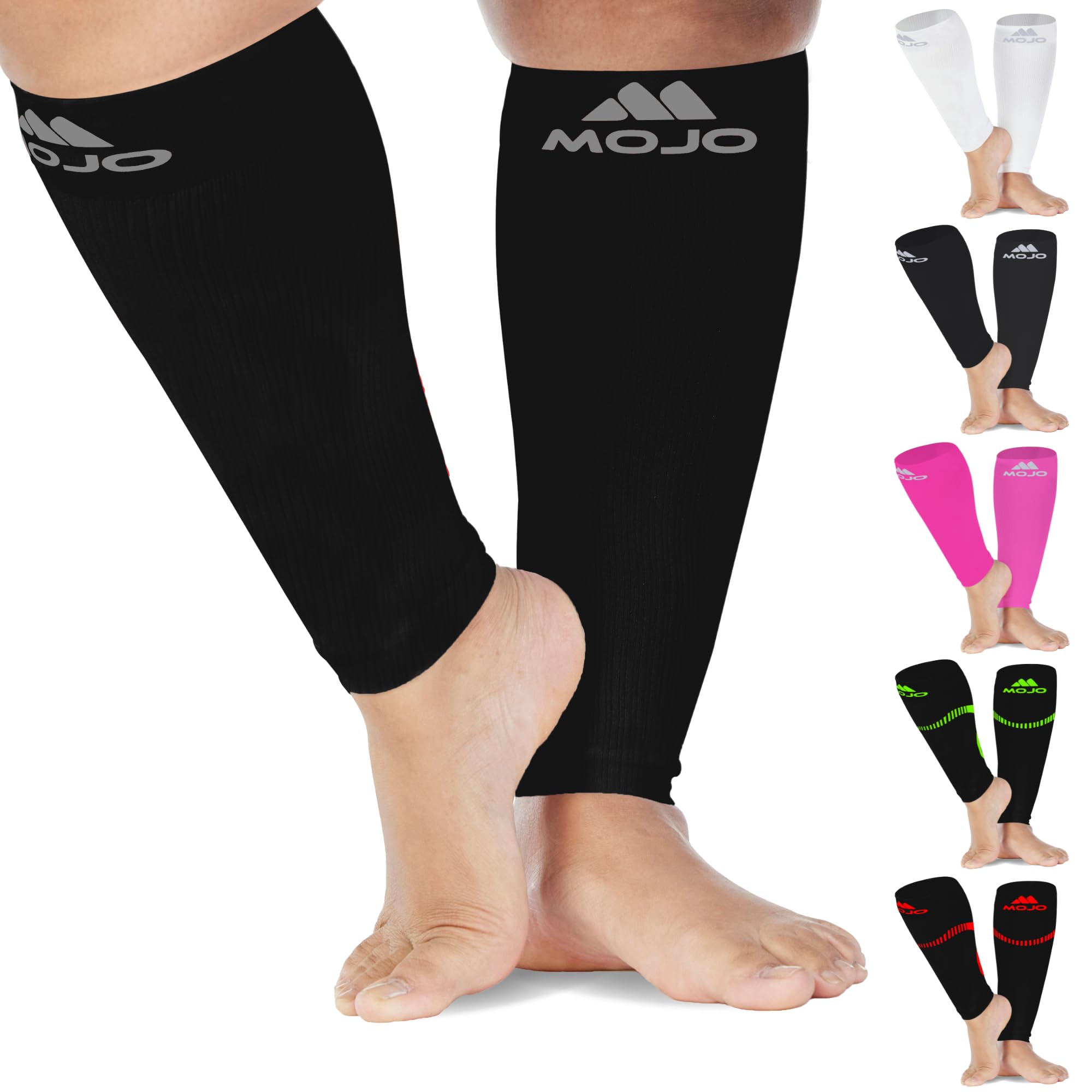 Mojo - Compression Socks Footless for Women and Men 20-30mmHg - Extra Wide Calf Compression Sleeve for Lymphedema, Varicose Veins Circulation - Black, 5X-Large - A604