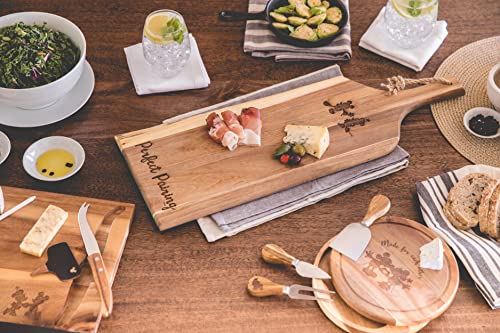 PICNIC TIME Disney Mickey Mouse & Minnie Mouse Artisan 24" Acacia Charcuterie Board with Raw Wood Edge, Cheese Board, Serving Platter, (Acacia Wood)