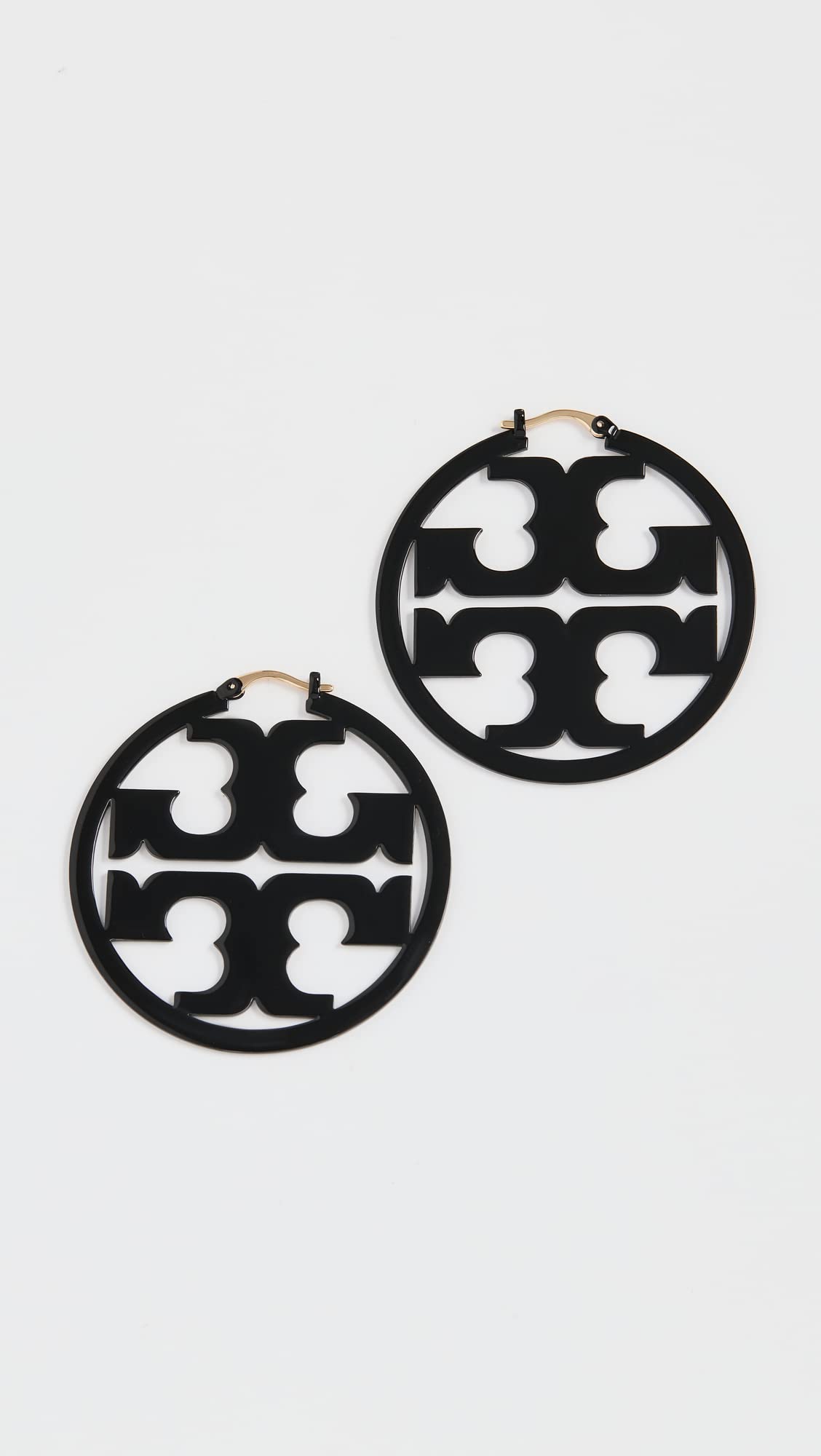 Tory Burch Women's Miller Hoop Earrings, Tory Gold/Black/French Cream, One Size